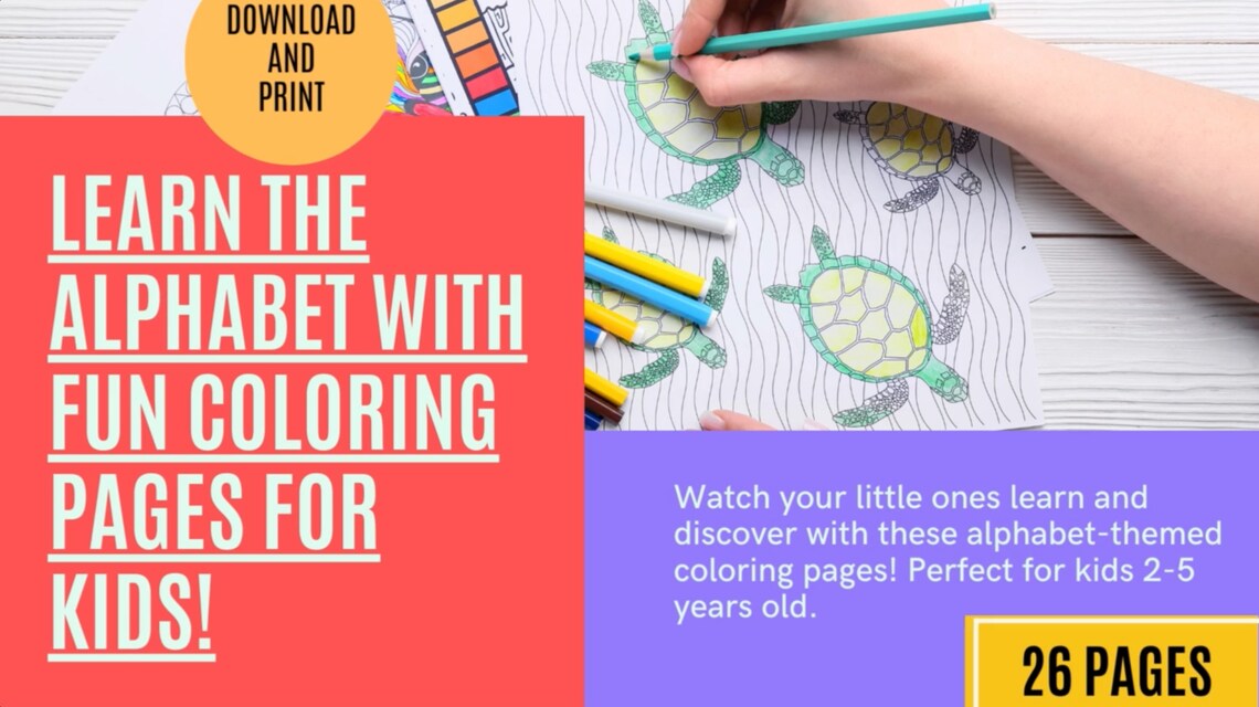 26 Alphabet Flashcards, Printable Coloring Pages for Kids, ABC ...