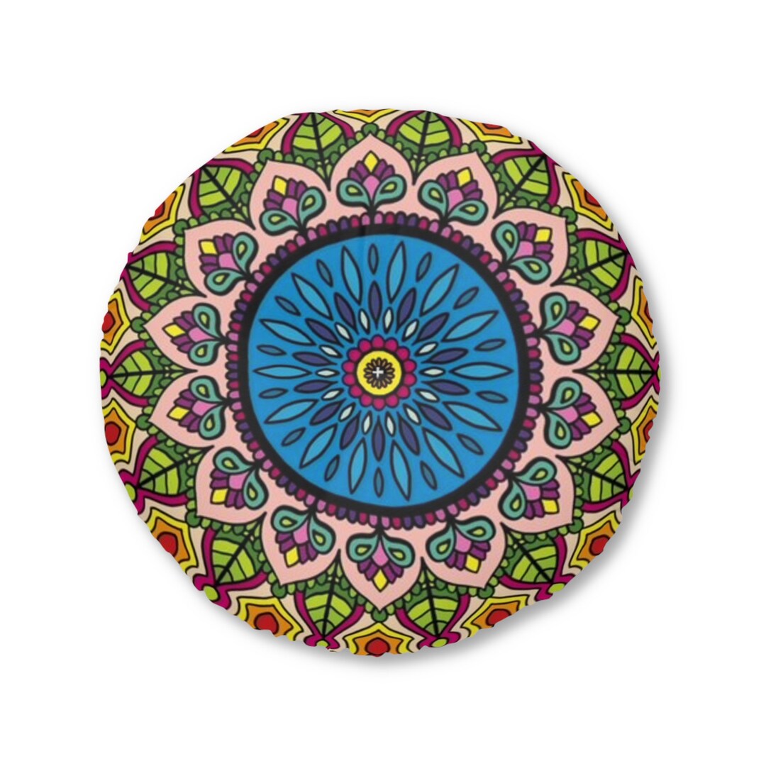 Floor Cushion Mandala Art Tufted Floor Pillow, Round - Etsy