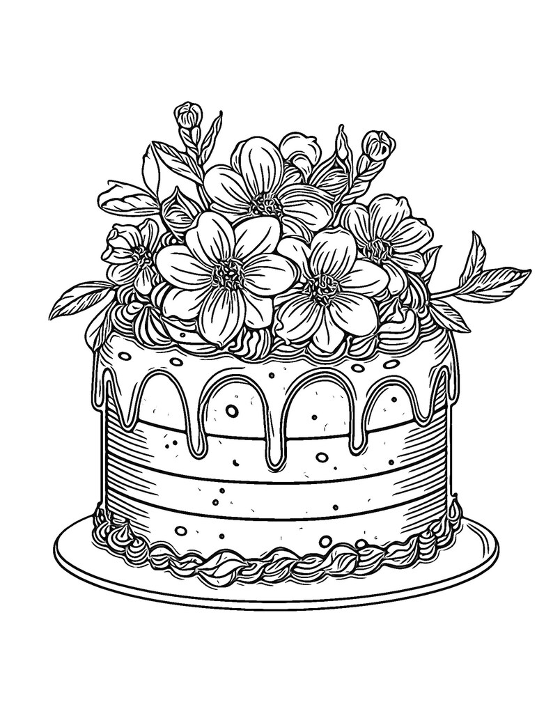Whimsical Cakes Coloring Pages: Fun and Creative Designs for Relaxation ...