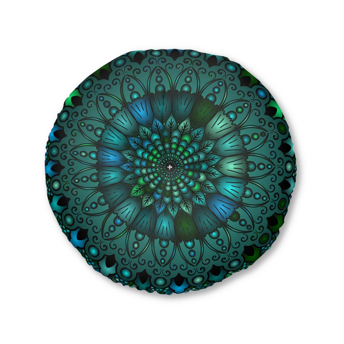 Floor Cushion Mandala Art Hand-drawn Tufted Floor Pillow, Round ...