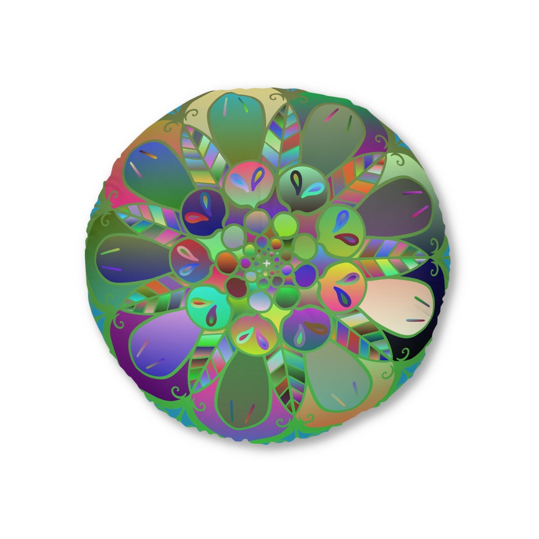 Floor Cushion Mandala Art Hand Drawn Beautiful Colorful Mandala on ...