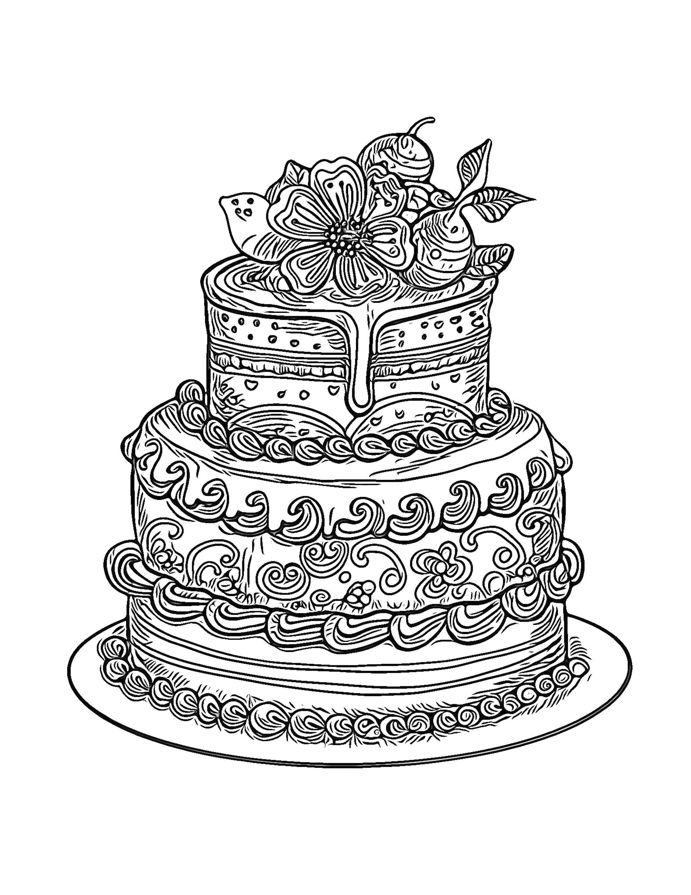 Whimsical Cakes Coloring Pages: Fun and Creative Designs for Relaxation ...