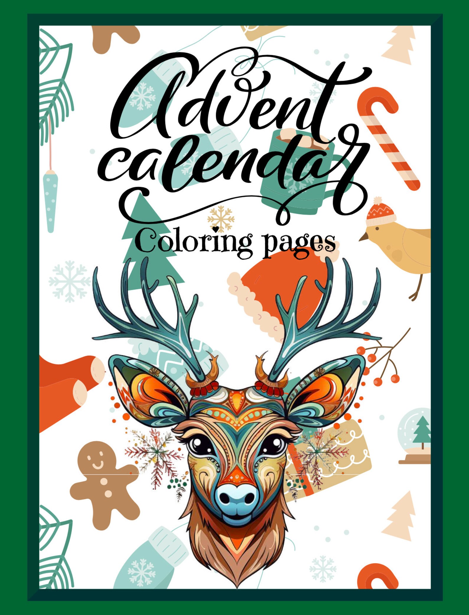 Christmas Advent Calendar Coloring Pages Bundle by Blululi - Etsy