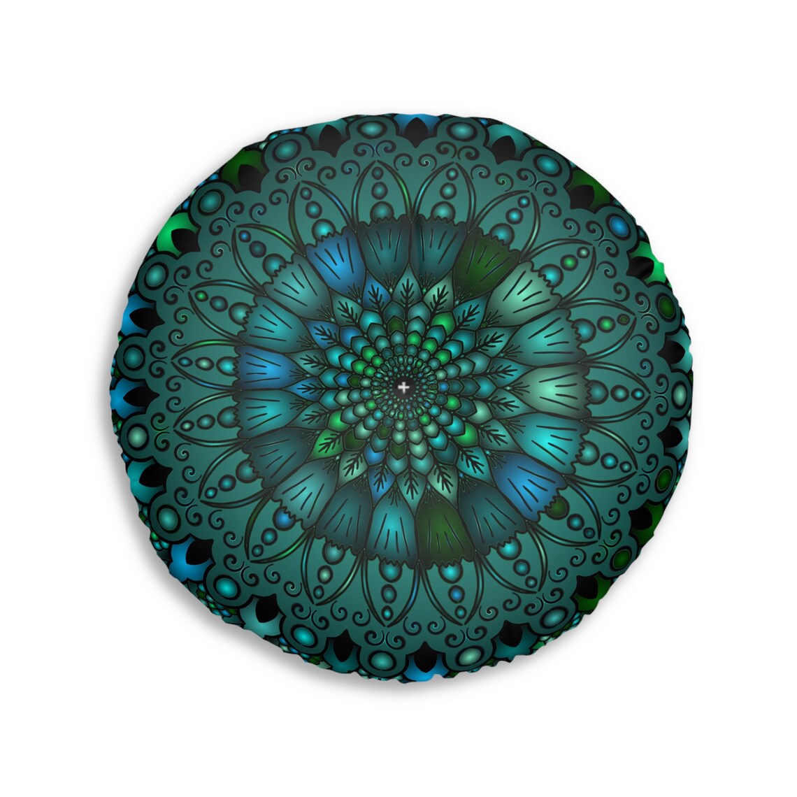 Floor Cushion Mandala Art Hand-drawn Tufted Floor Pillow, Round ...