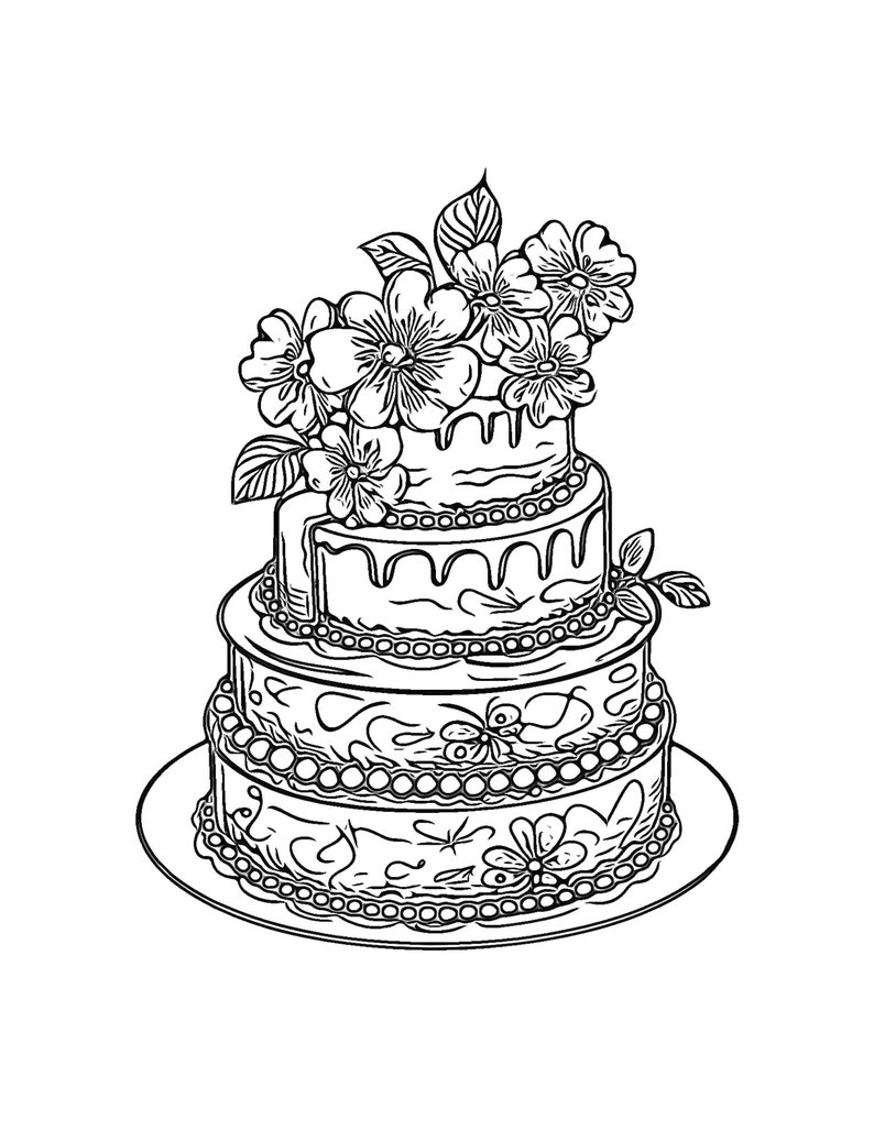 Whimsical Cakes Coloring Pages: Fun and Creative Designs for Relaxation ...