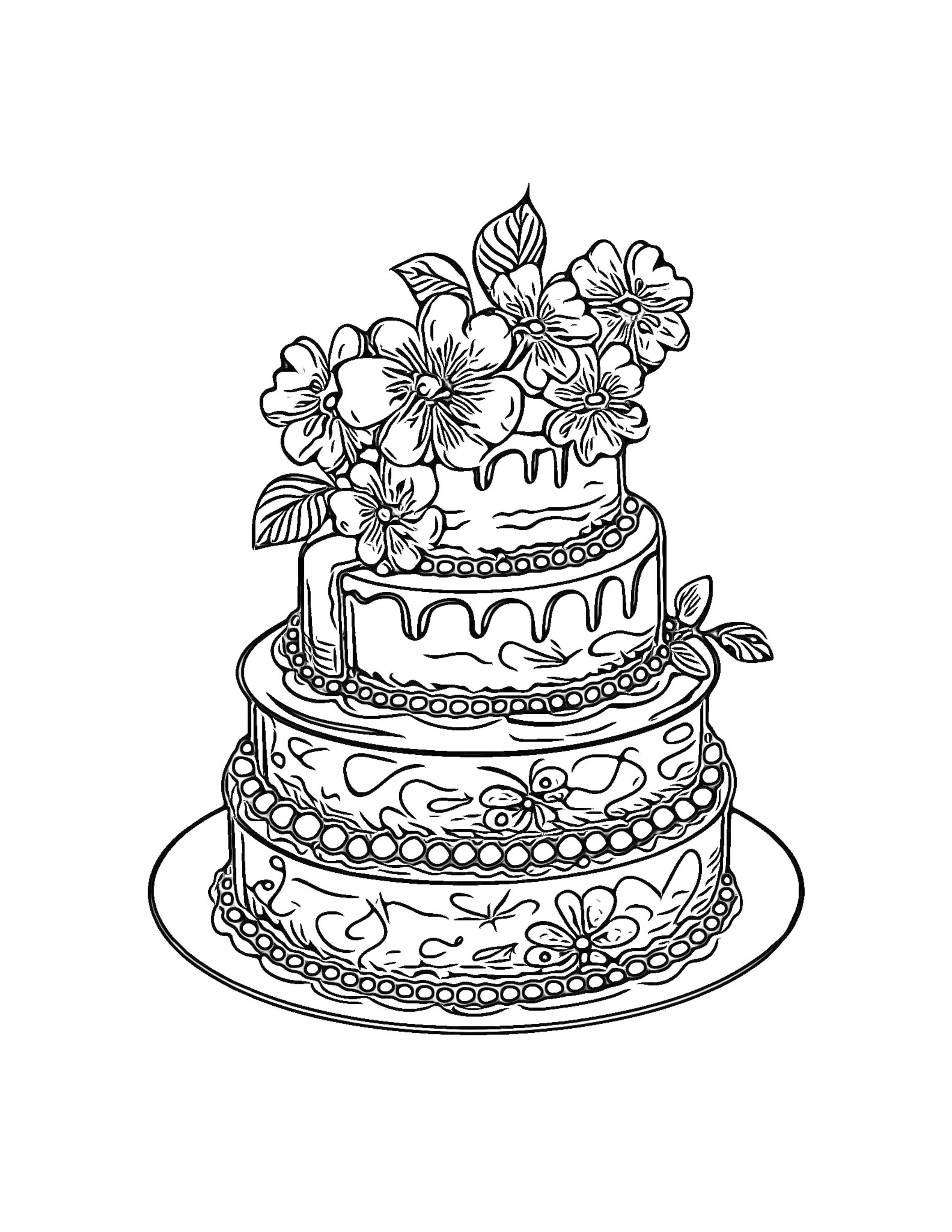 Whimsical Cakes Coloring Pages: Fun and Creative Designs for Relaxation ...