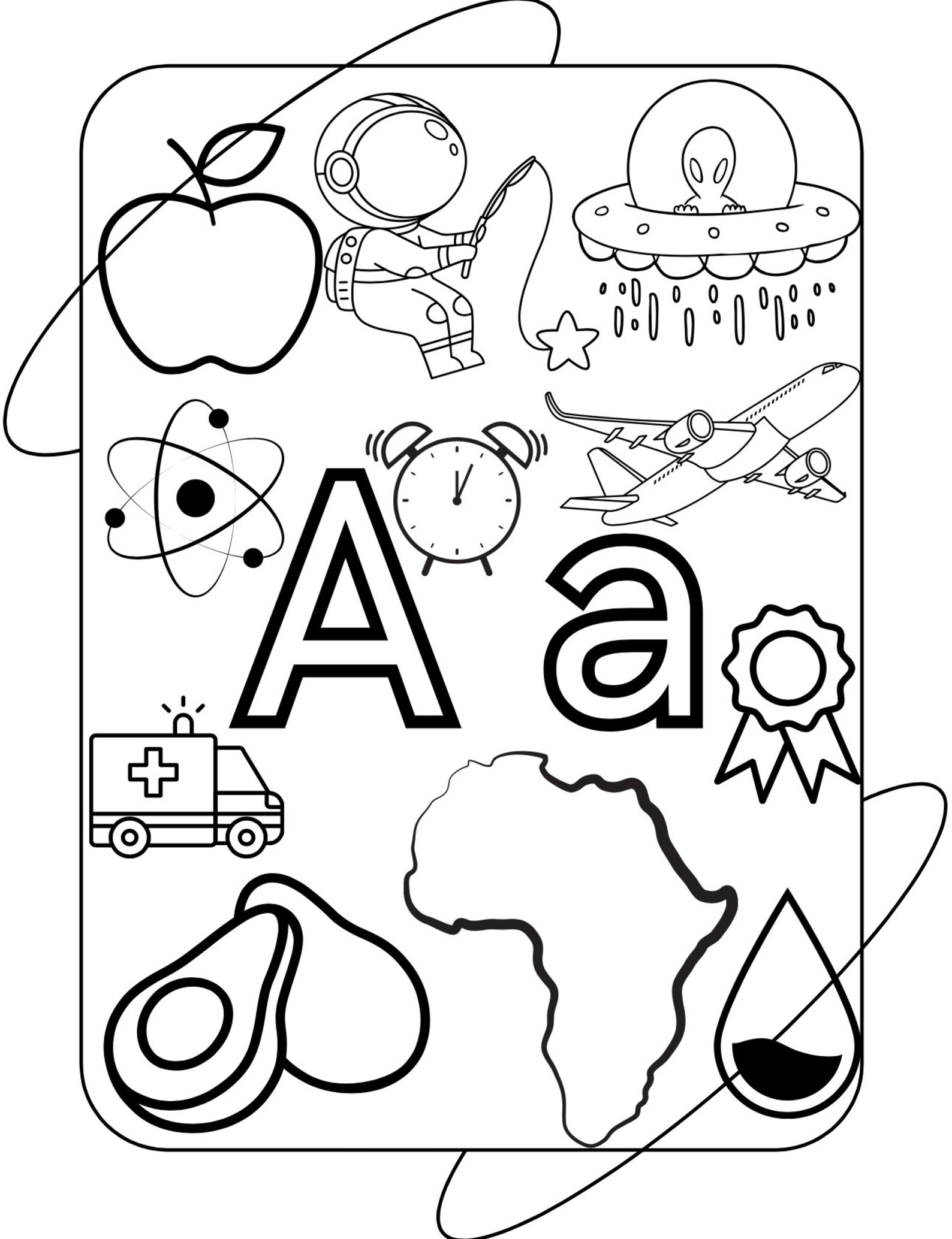 26 Alphabet Flashcards, Printable Coloring Pages for Kids, ABC ...