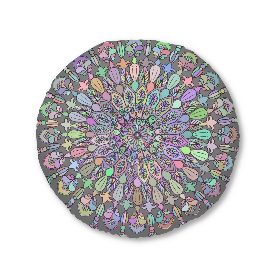Floor Cushion Mandala Art Drawn by Hand Tufted Floor Pillow, Round - Etsy