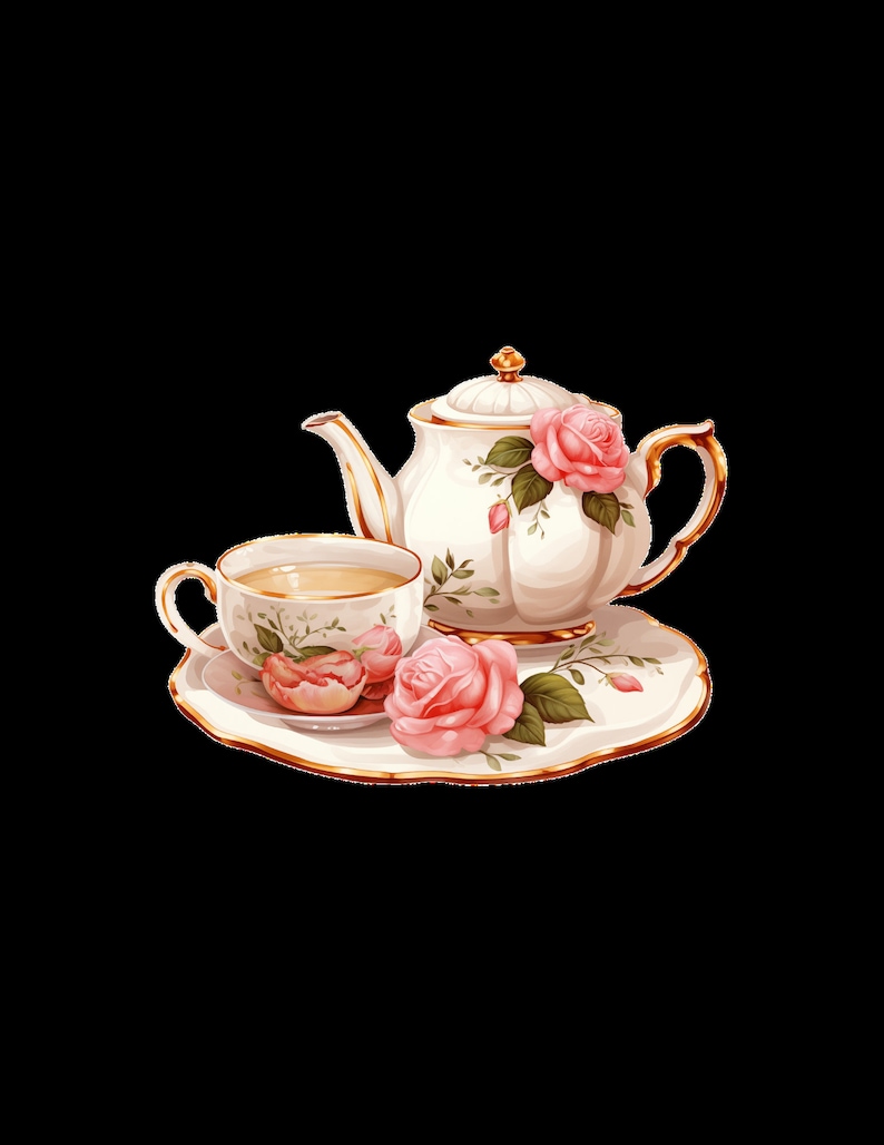Tea Party Clipart Bundle, Tea Set Clipart, Teapots, Floral Decor ...