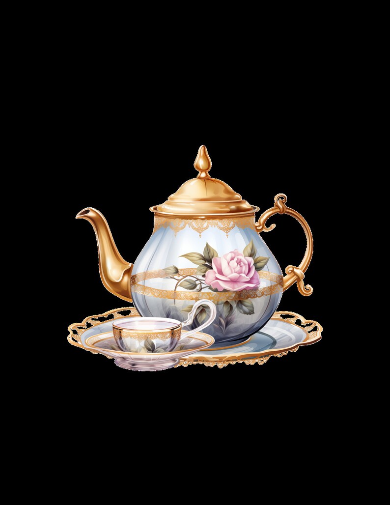 Tea Party Clipart Bundle, Tea Set Clipart, Teapots, Floral Decor ...