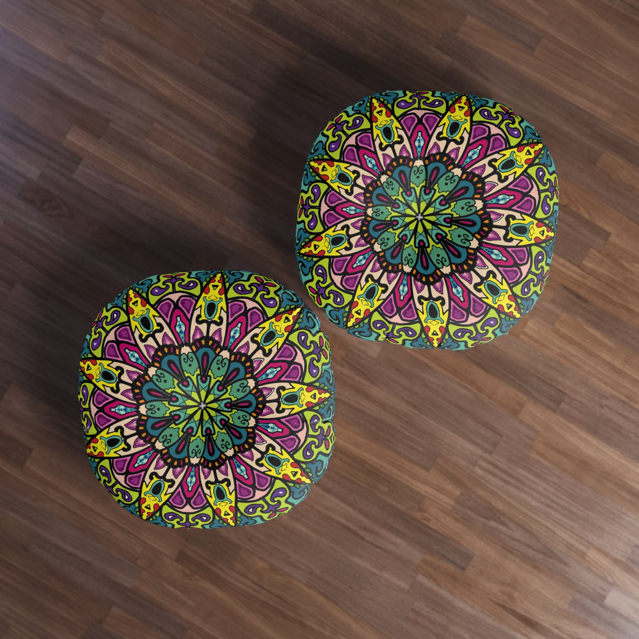 Floor Cushion Mandala Art Tufted Floor Pillow, Round - Etsy