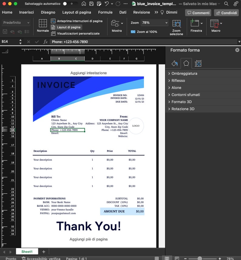 Blue Invoice Template: Suitable for Small Business, Professional ...