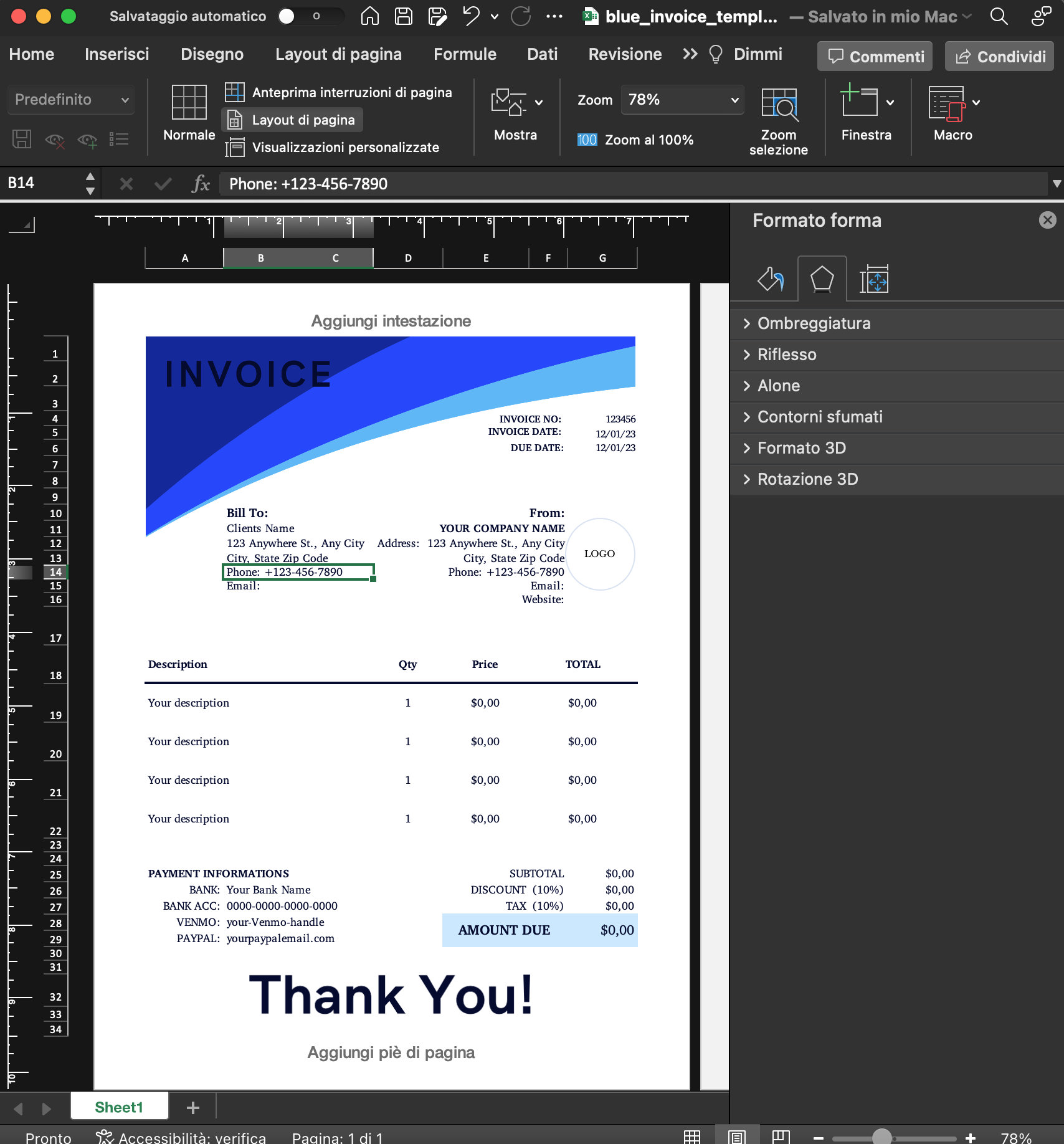 Blue Invoice Template: Suitable for Small Business, Professional ...