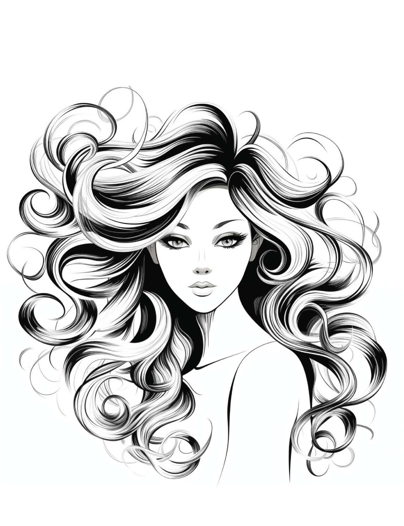 Global Hairstyles Coloring Pages Collection by Blululi - Etsy