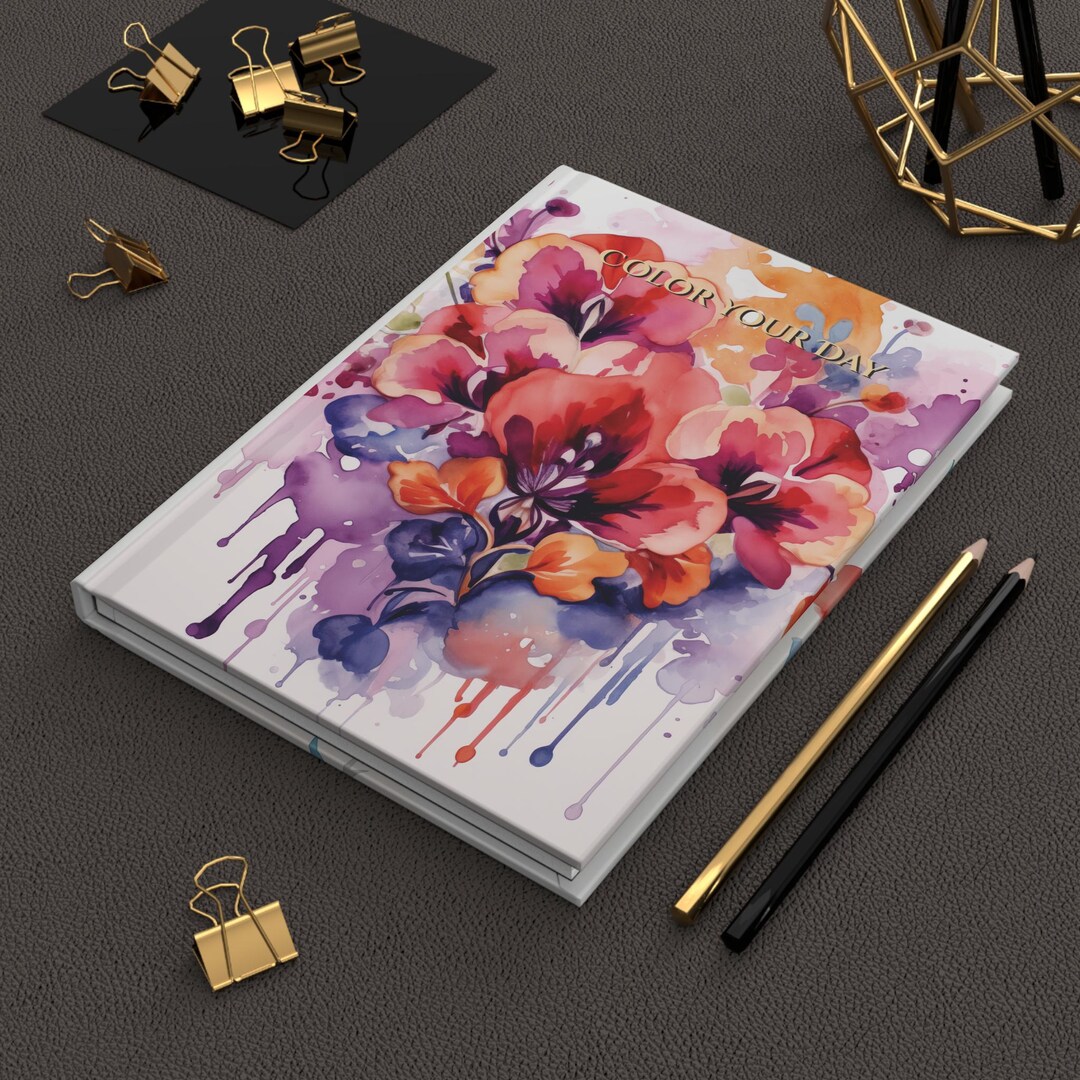 Watercolor Floral Hardcover Journal - Color Your Day Daily Diary - Etsy
