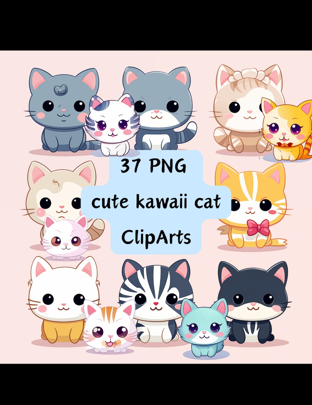 Cute Kawaii Cats Clipart, 37 PNG Cats Clipart, Transparent Background ...