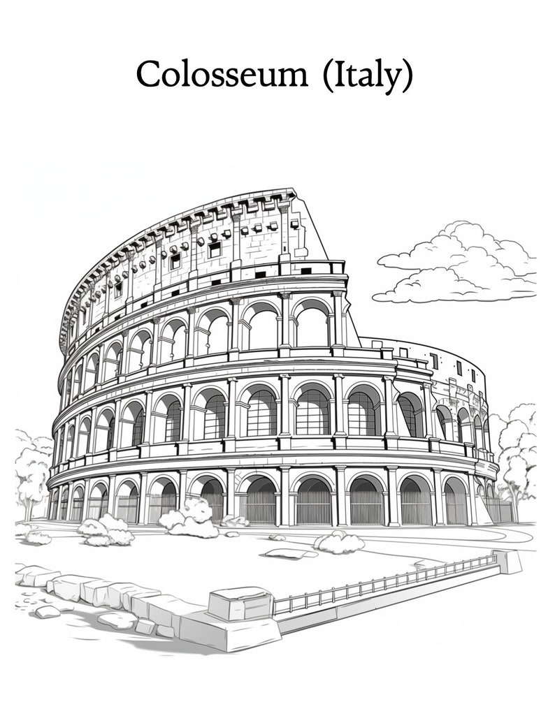 Travel Destinations Coloring Pages: European Iconic Landmarks by ...