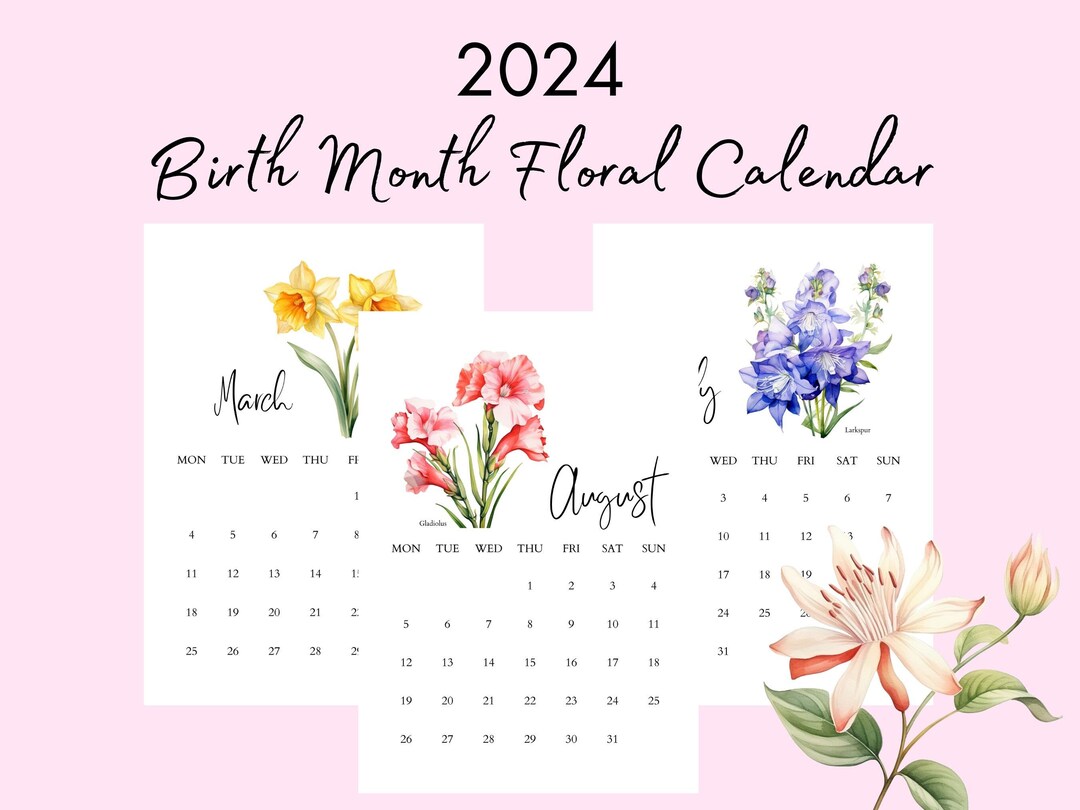 2024 Birth Month Floral Calendar 2024 Monthly Planner Elegant - Etsy