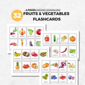 Fruits and Vegetables Flashcards, Kids Flashcards, Printable Flashcards ...