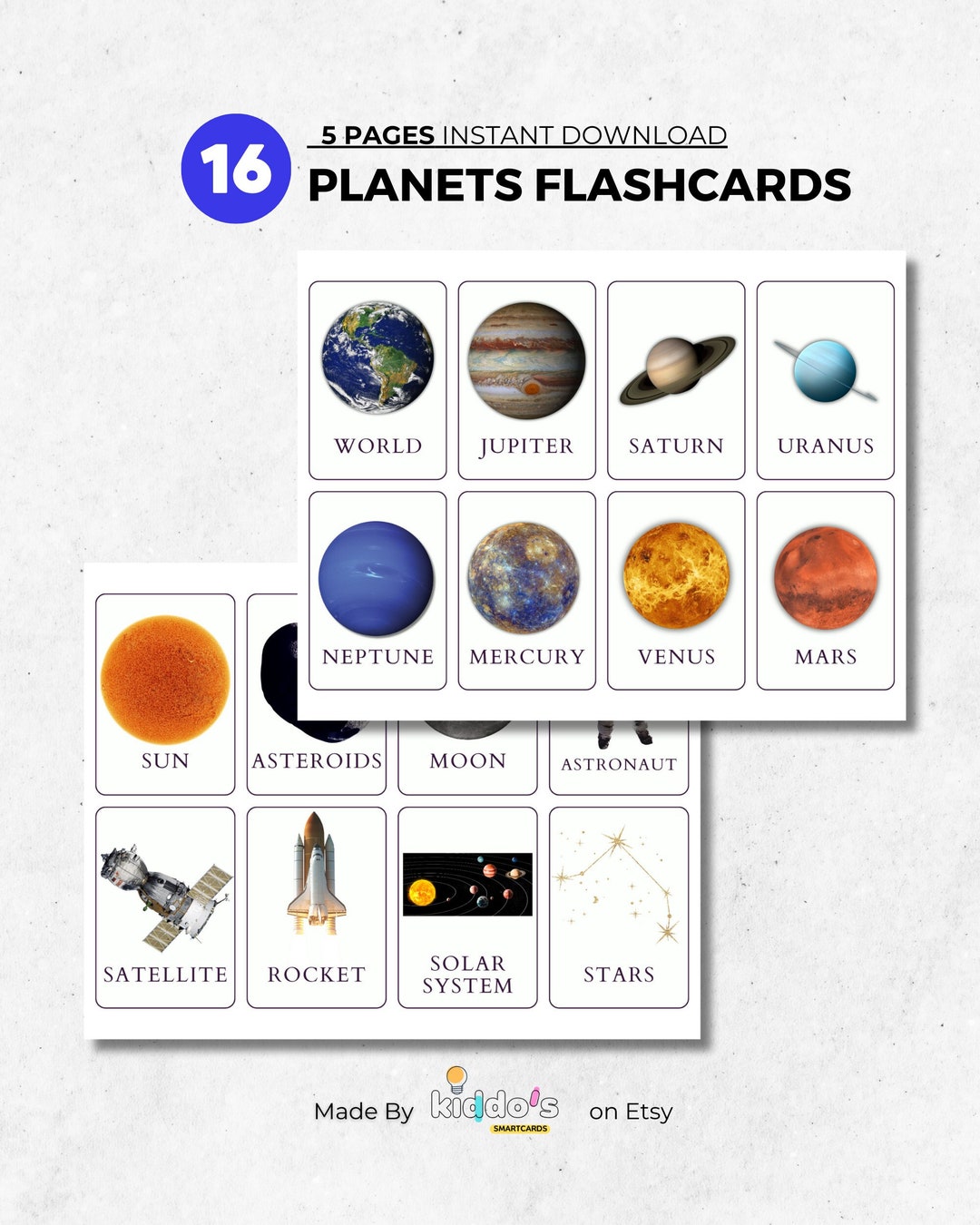 Planets Flashcards, Printable Flashcards, Kids Flashcards, Montessori ...