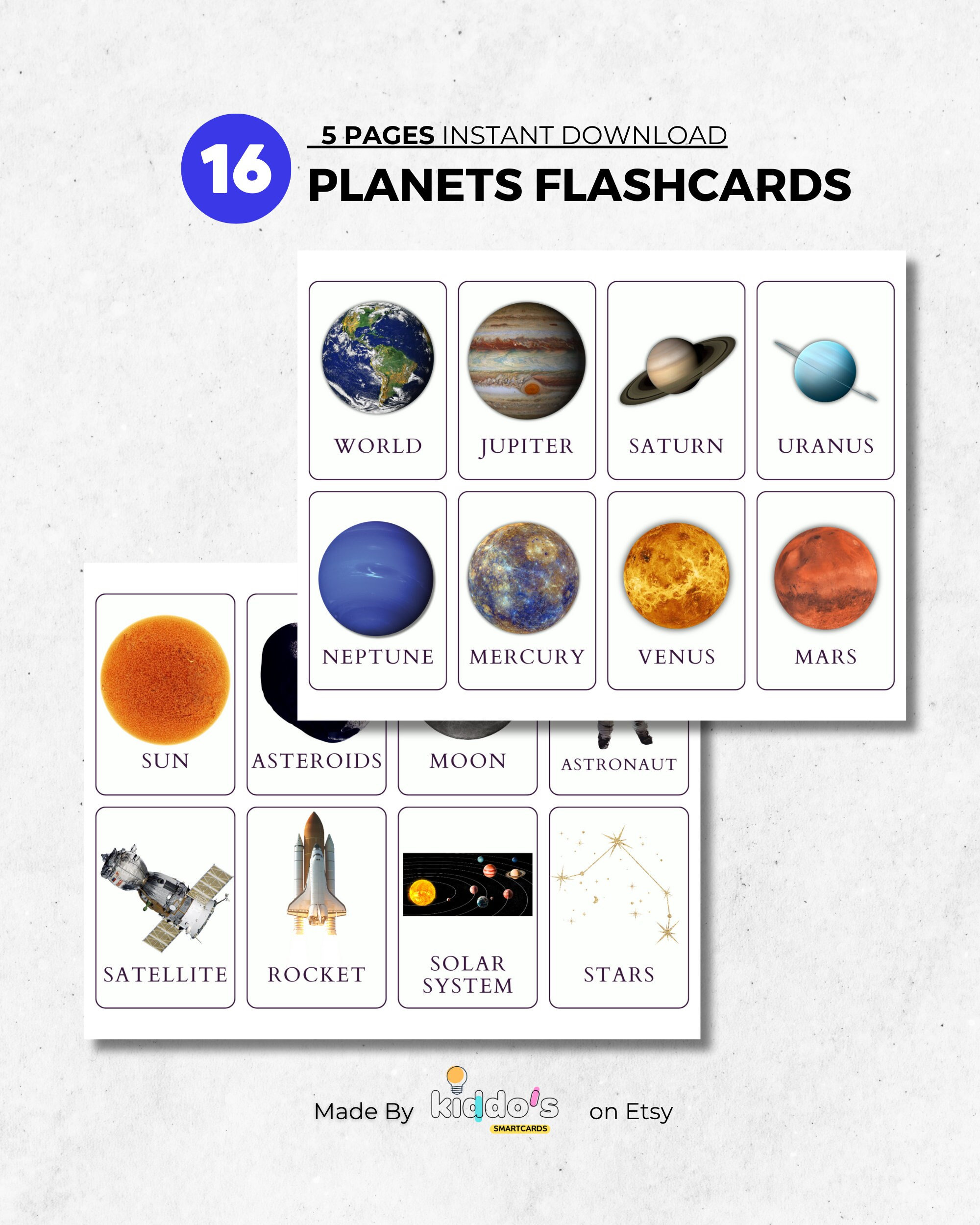 Planets Flashcards, Printable Flashcards, Kids Flashcards, Montessori ...