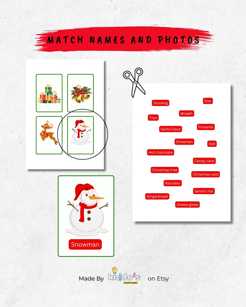 Christmas Flashcards, Printable Flashcards, Gift for Kids - Etsy