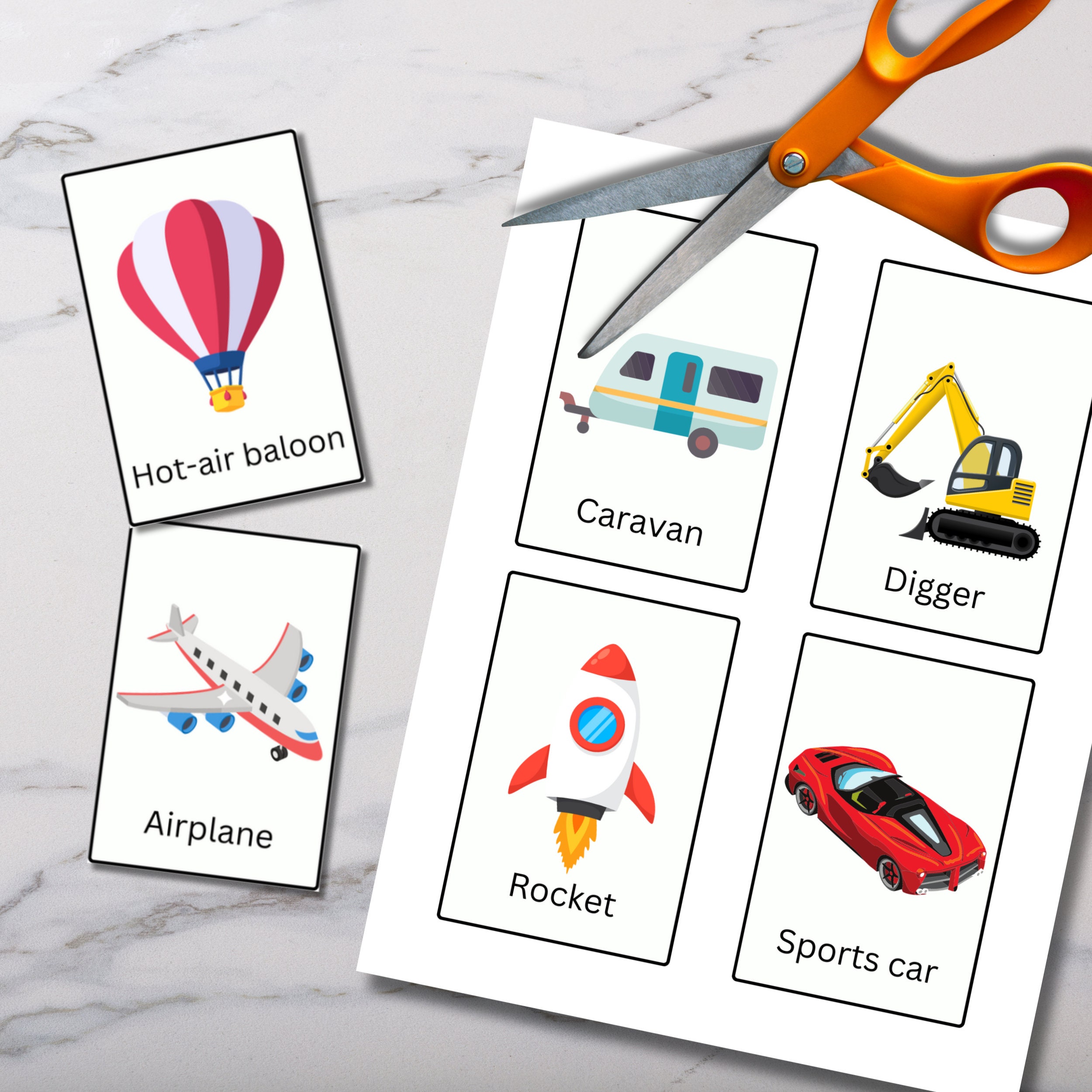 Vehicles Flashcards, Montessori Cards, Vehicles Cards, Transportation ...
