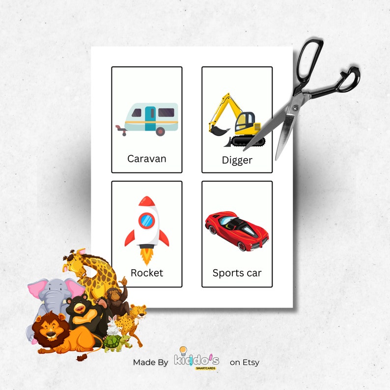 Vehicles Flashcards, Montessori Cards, Vehicles Cards, Transportation ...