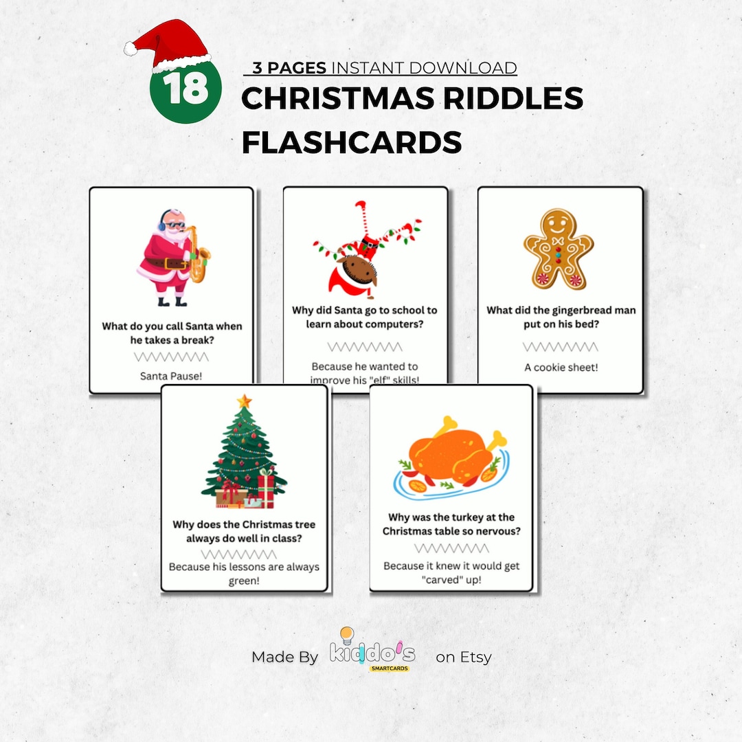 CHRISTMAS RIDDLES Christmas Flashcards Christmas Gifts - Etsy Australia