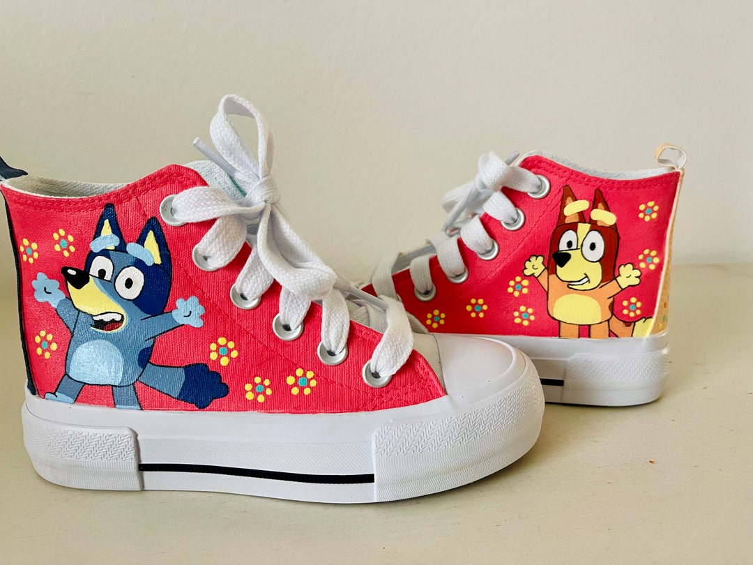 Bluey and Friends High Top Shoes, Bluey and Bingo Hand Painted Shoes ...