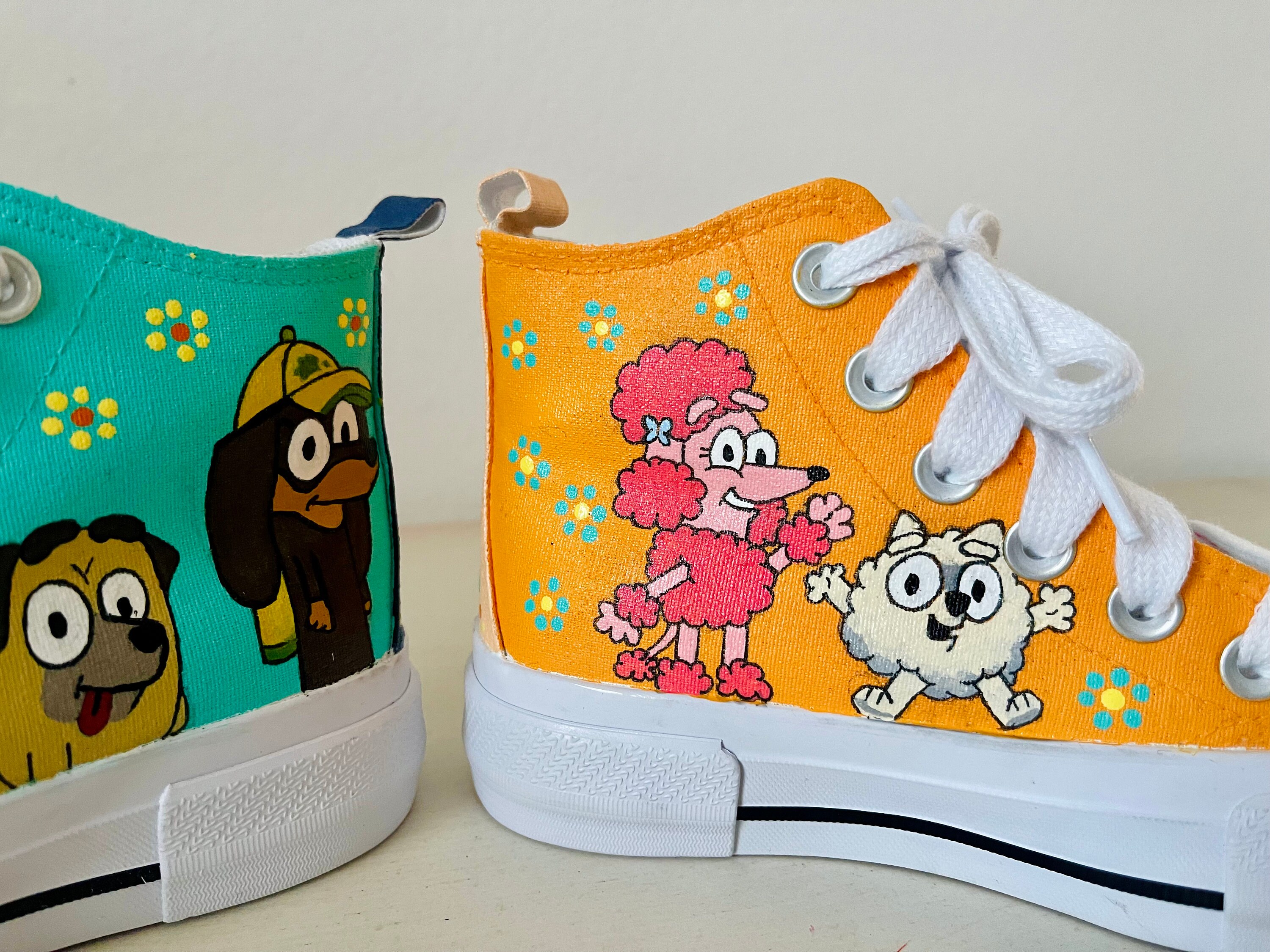 Bluey and Friends High Top Shoes, Bluey and Bingo Hand Painted Shoes - Etsy