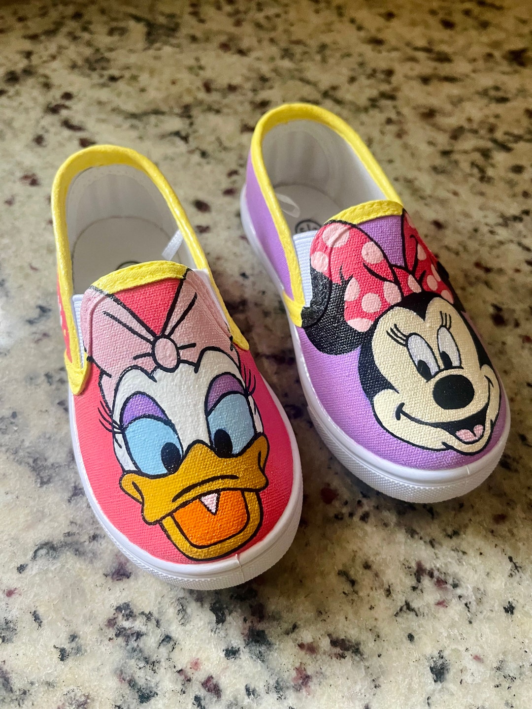 Daisy Duck and Minnie Mouse Hand Painted Shoes, Custom Disney Shoes - Etsy