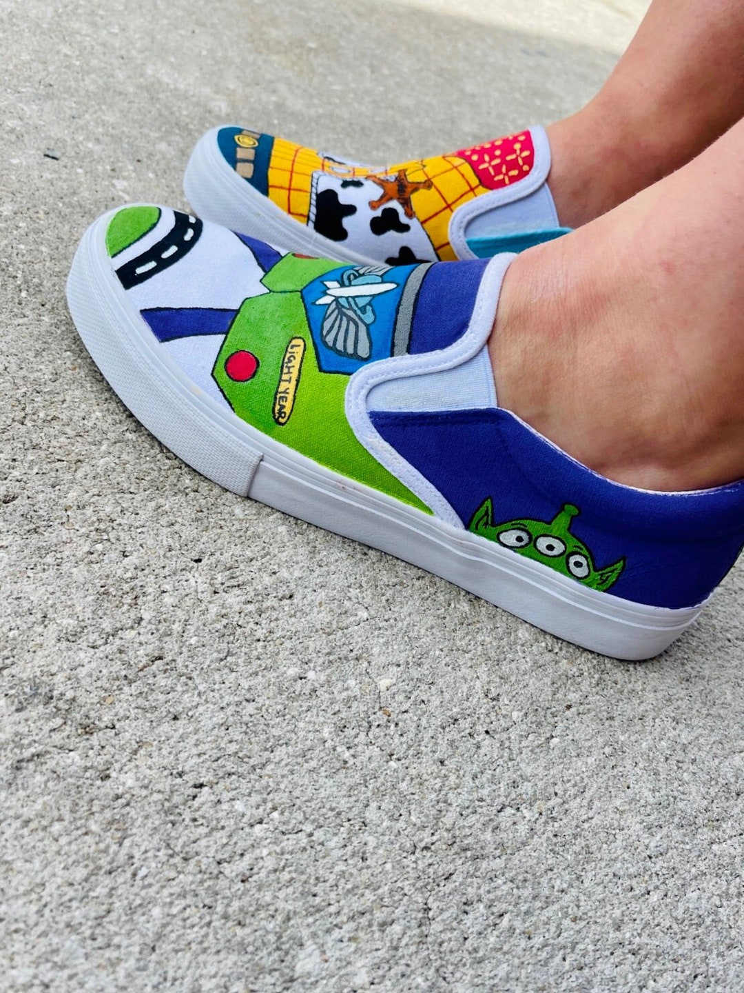Toy Story Themed Custom Painted Shoes, Woody & Buzz - Etsy