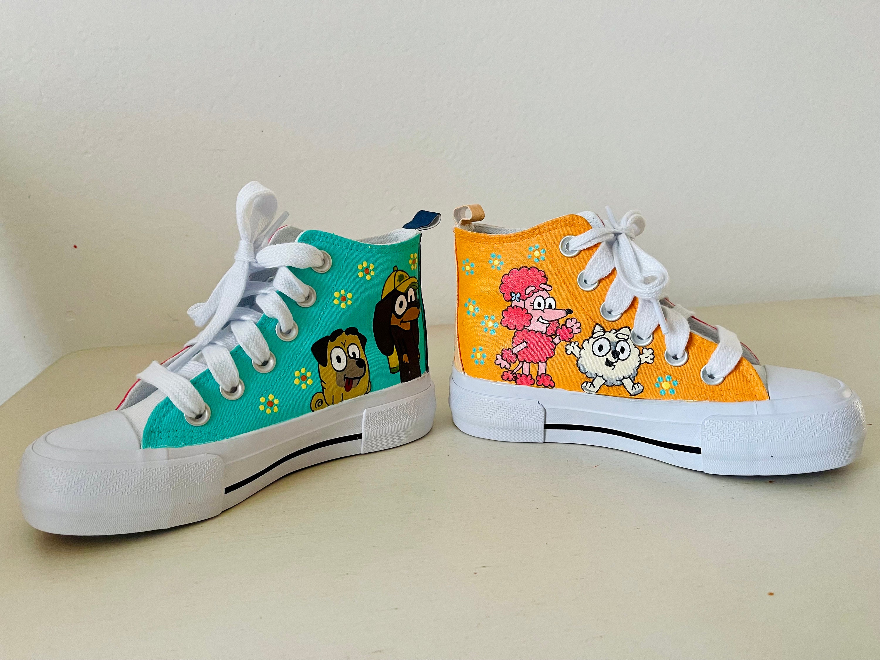 Bluey and Friends High Top Shoes, Bluey and Bingo Hand Painted Shoes - Etsy
