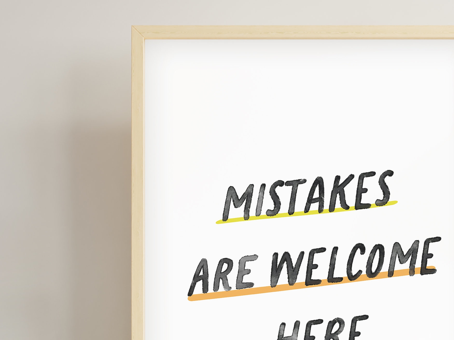 Kids Art Print Mistakes Are Welcome Here Poster Positive Mindset for ...