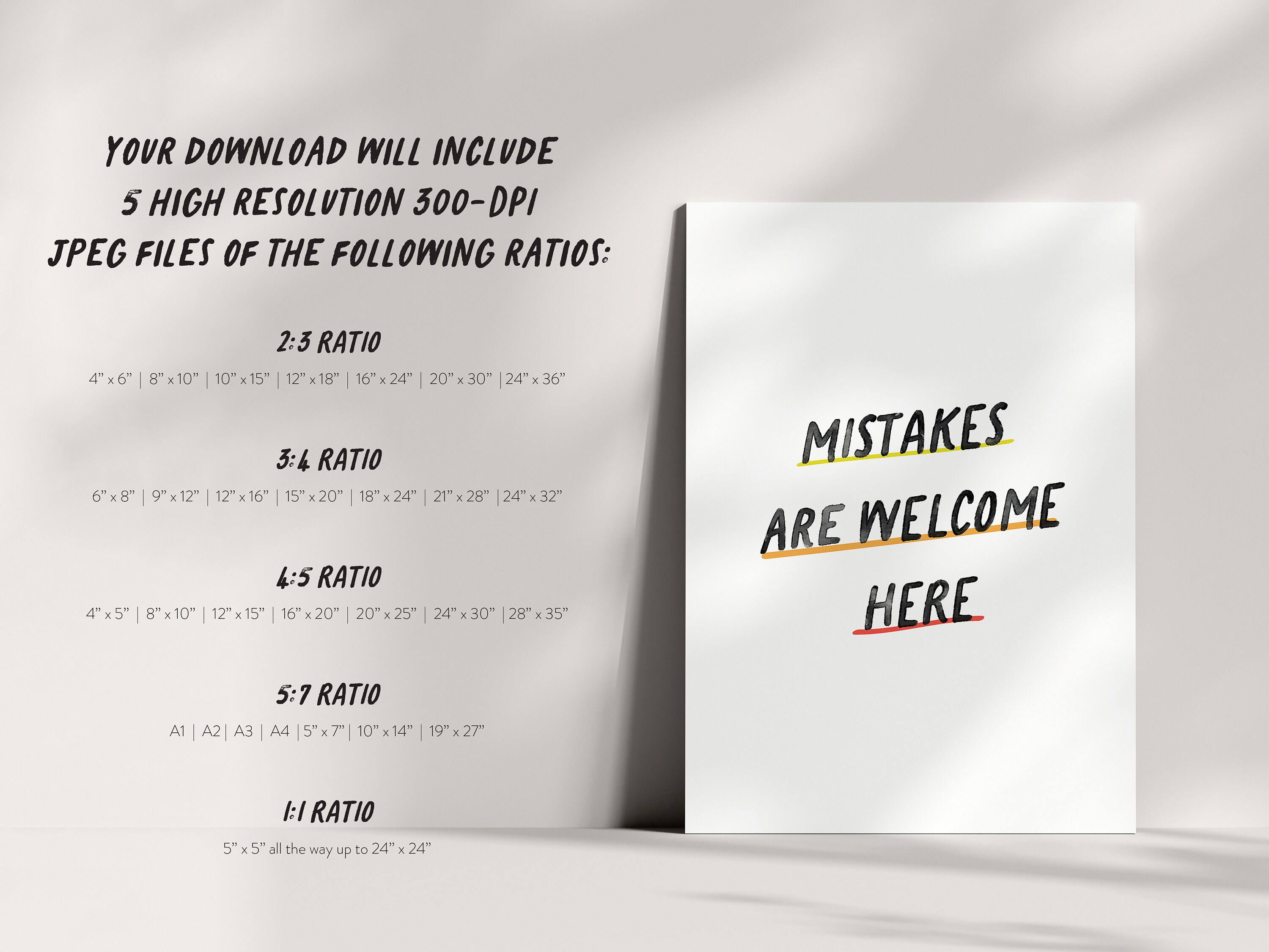 Kids Art Print Mistakes Are Welcome Here Poster Positive Mindset for ...