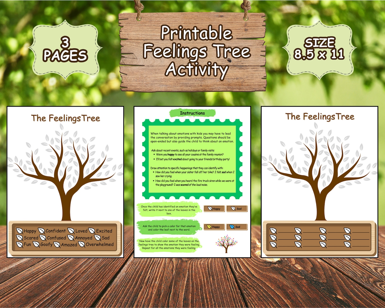 Printable Feelings Tree Activity for Children, Printable CBT Activity ...