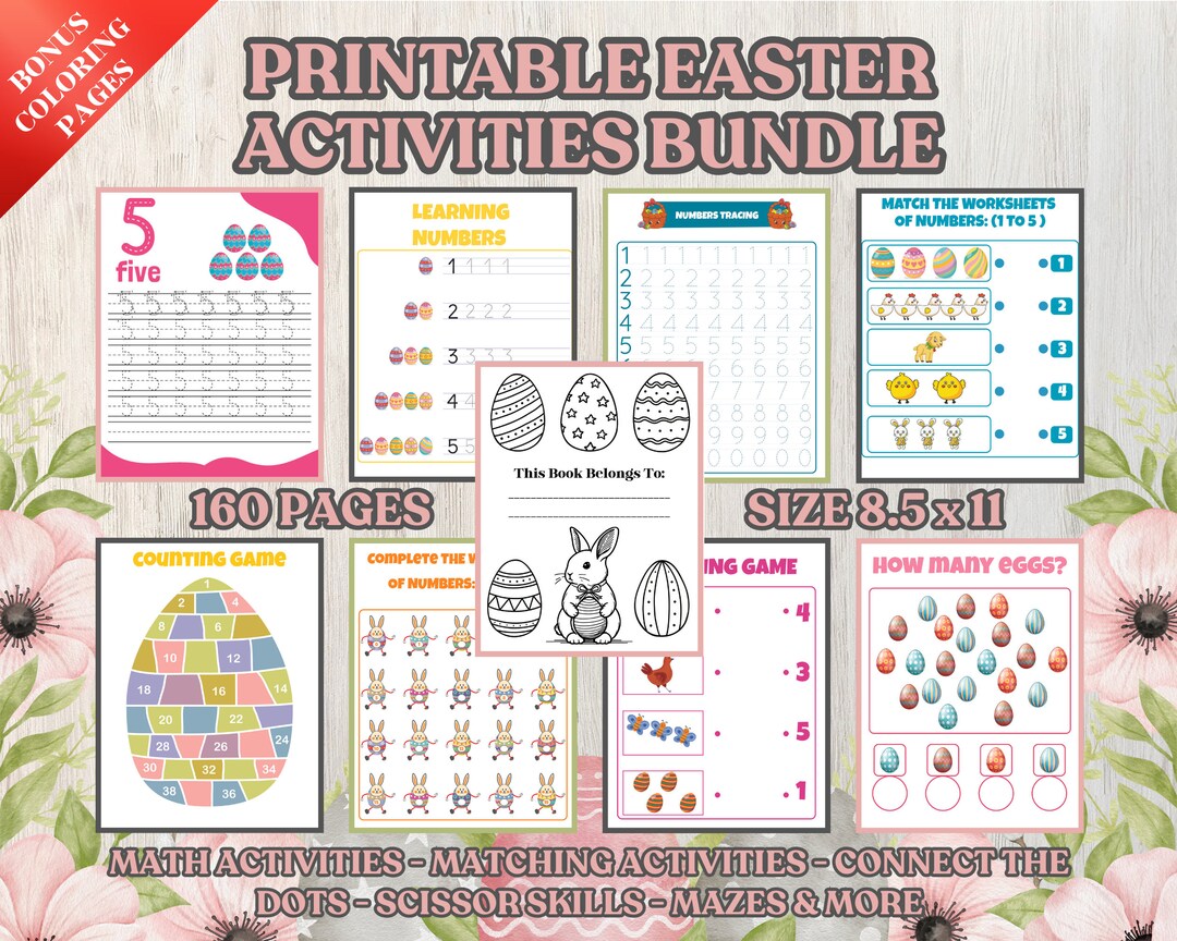 Printable Easter Kindergarten Activities Bundle, Printable Easter ...