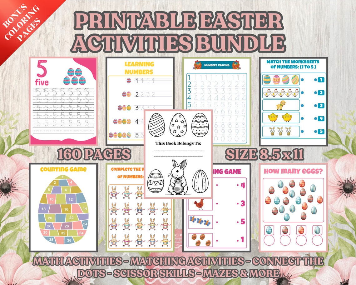 Printable Easter Kindergarten Activities Bundle, Printable Easter ...