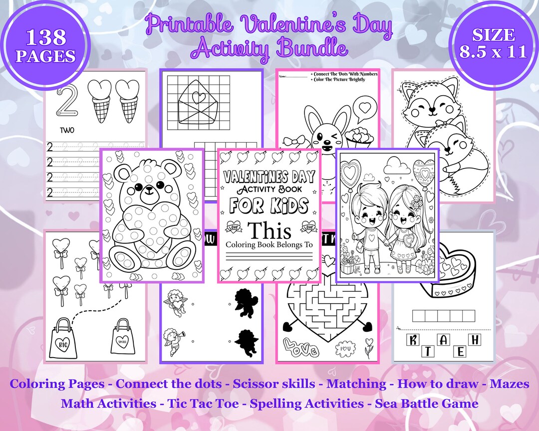 Printable Preschool Valentines Day Activity Pack, Printable ...