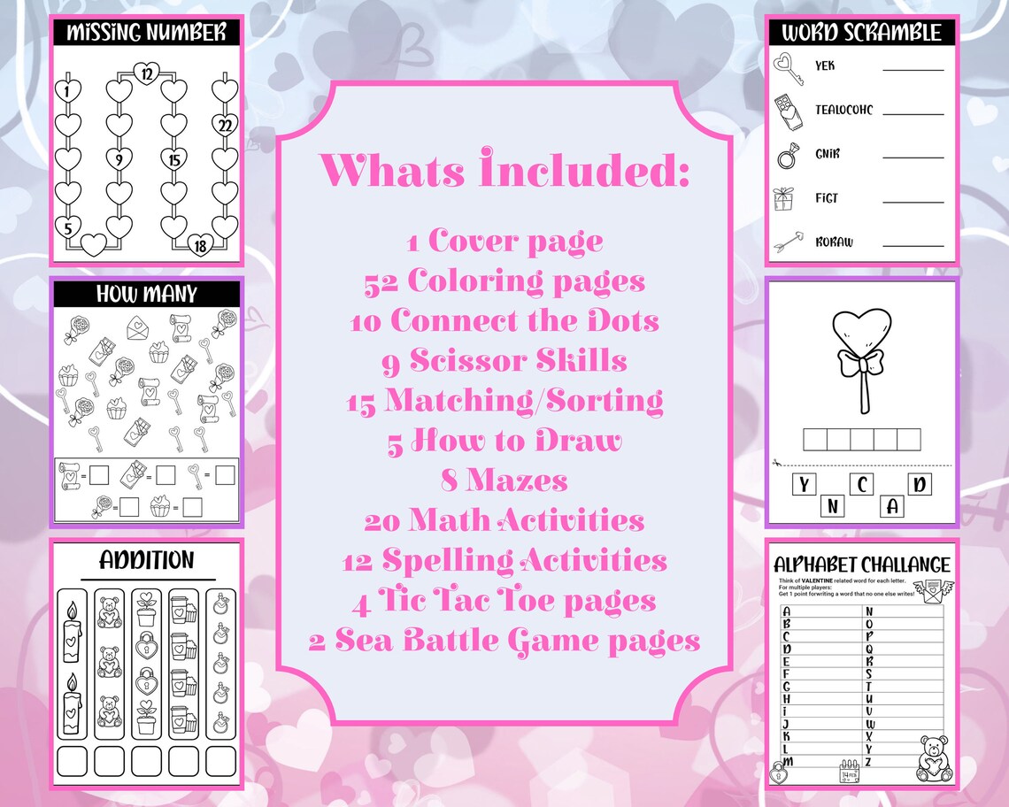 Printable Preschool Valentines Day Activity Pack, Printable ...