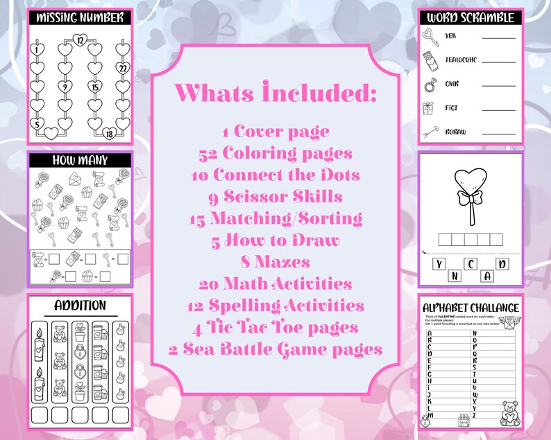 Printable Preschool Valentines Day Activity Pack, Printable ...