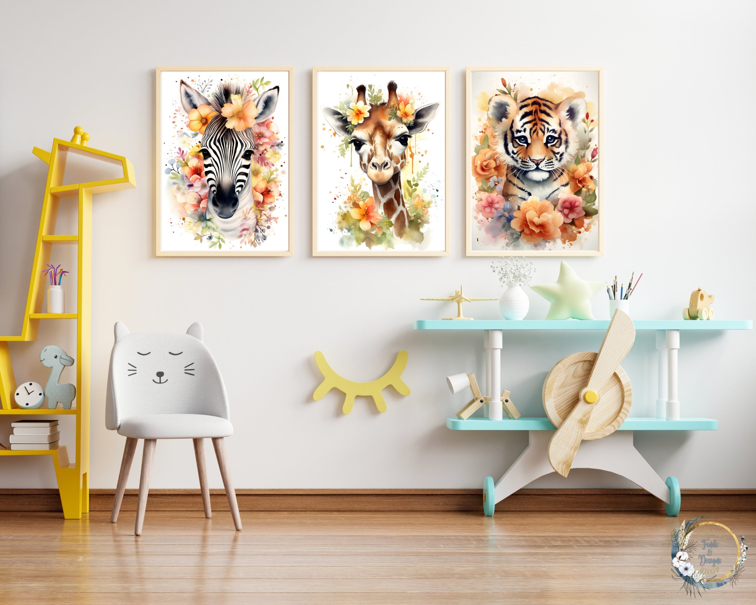 Printable Watercolor Wild Animals Nursery Wall Art Gallery, Printable ...