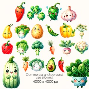 Cute Vegetable Clipart, Carrot, Tomato, Avocado, Digital Download ...