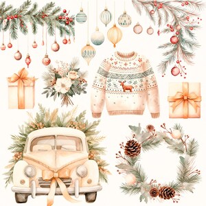 Cozy Christmas Clipart, Ornaments Clipart, Watercolor Christmas Clipart ...