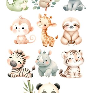 Watercolor Safari Animals Clipart: Jungle Nursery Decor (PNG) - Etsy