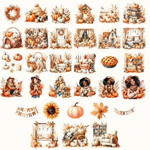 Cozy Fall Clipart Bundle, Warm Autumn Clipart Bundle, Pumpkin Clipart ...