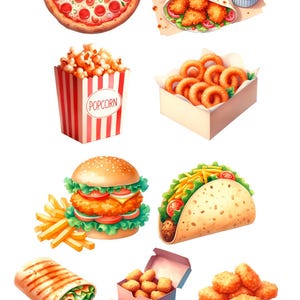 Watercolor Fast Food Clipart Bundle: 30 PNG Food Graphics - Etsy