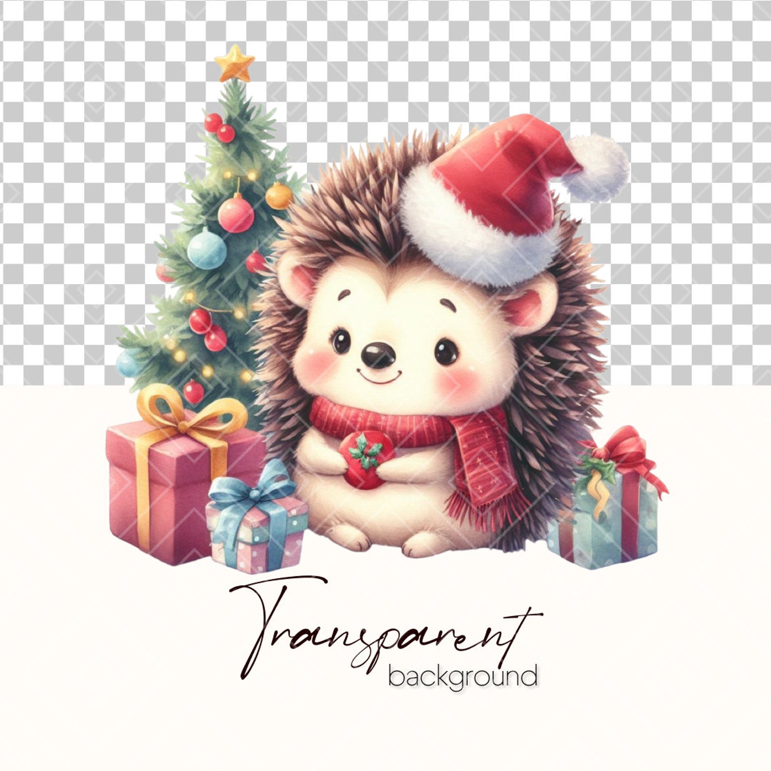 Christmas Animals Watercolor Clipart Bundle, Cute Watercolor Christmas ...