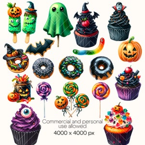 Watercolor Halloween Sweets Clipart, Halloween PNG, Halloween Party ...